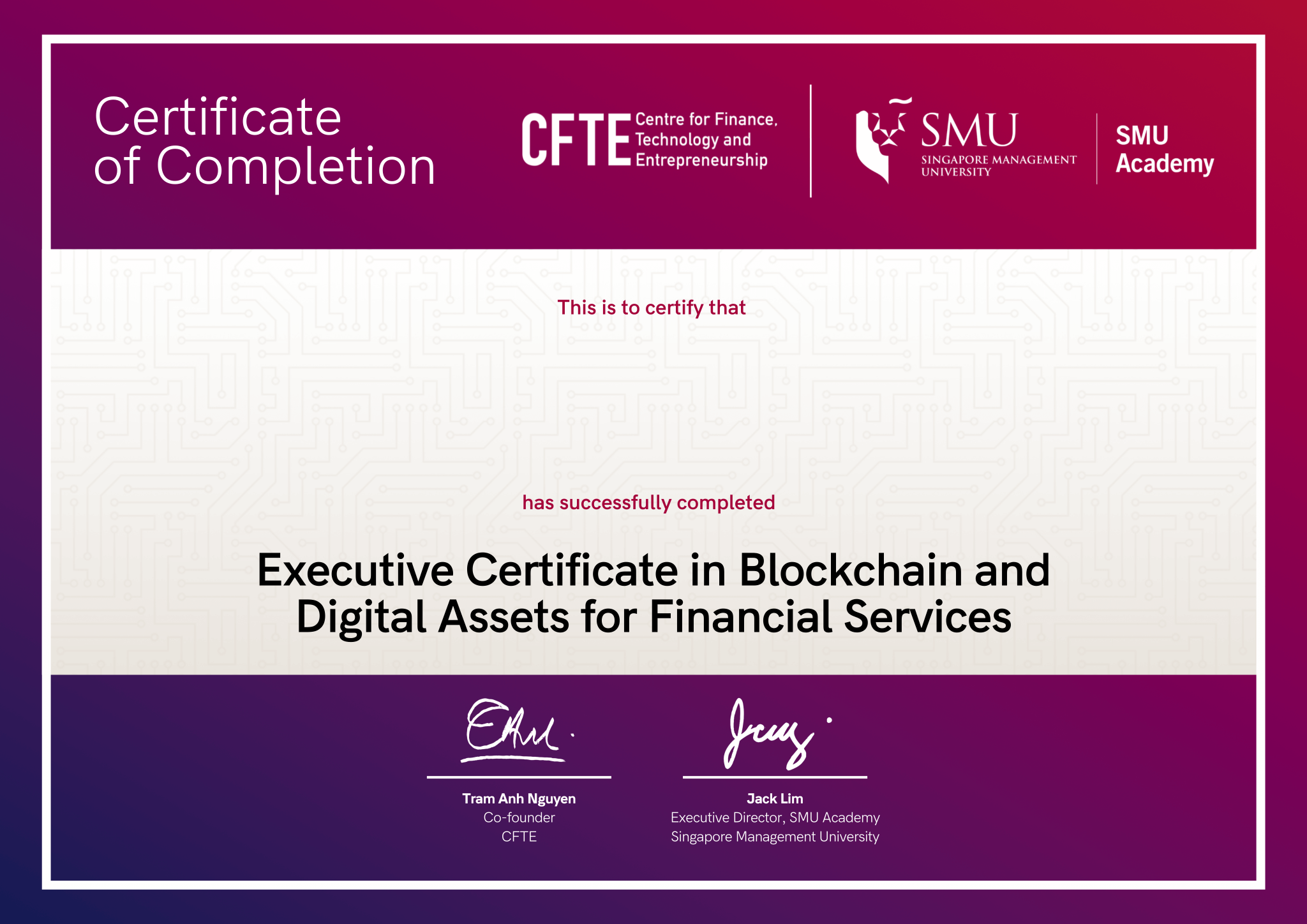 Executive Certificate: Blockchain and Digital Assets For Financial ...