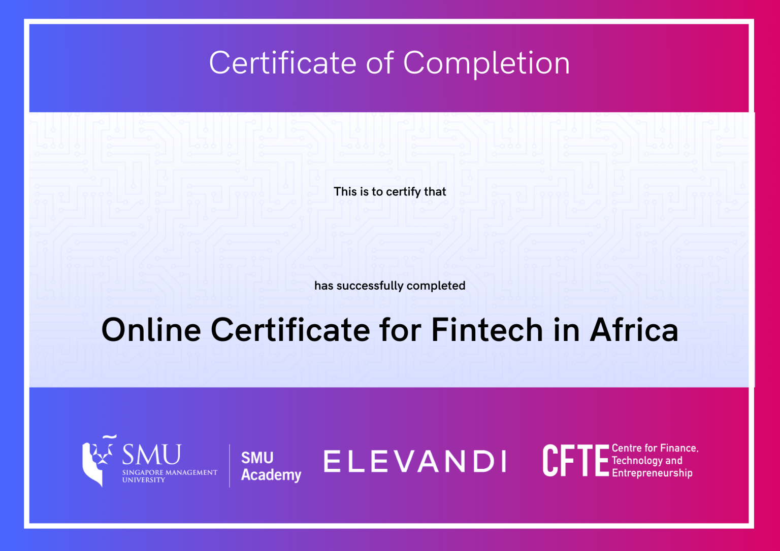 Online Certificate for Fintech in Africa | Fintech Course - CFTE