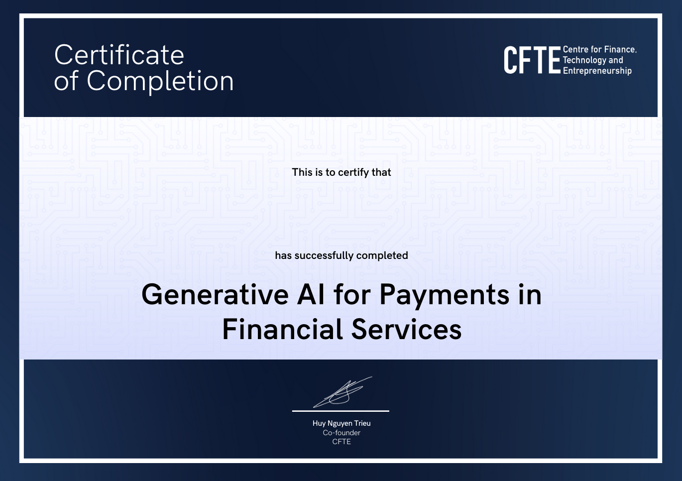 Generative AI for Payments in Financial Services - Online Course - CFTE